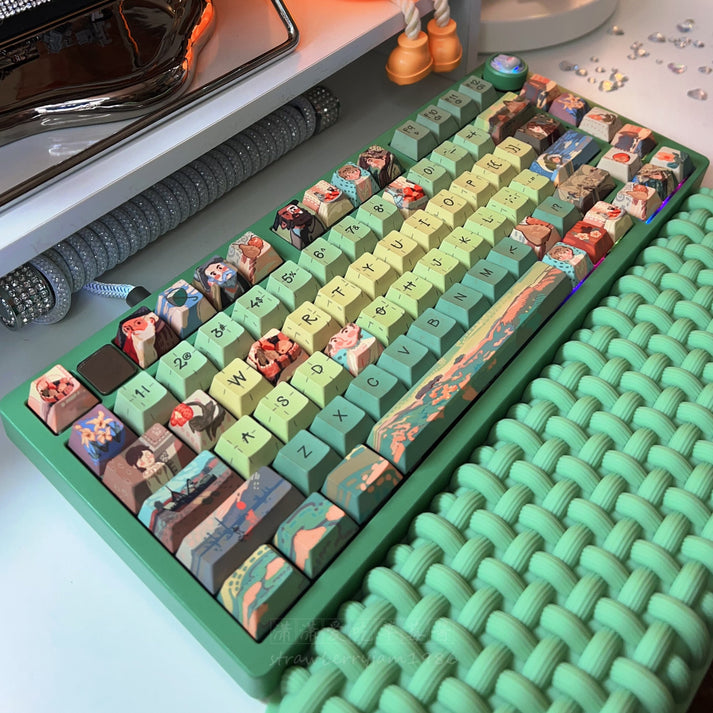 058 Green Fancce Impressionist Oil Painting Keycaps – STRAWBERRYJAM1986