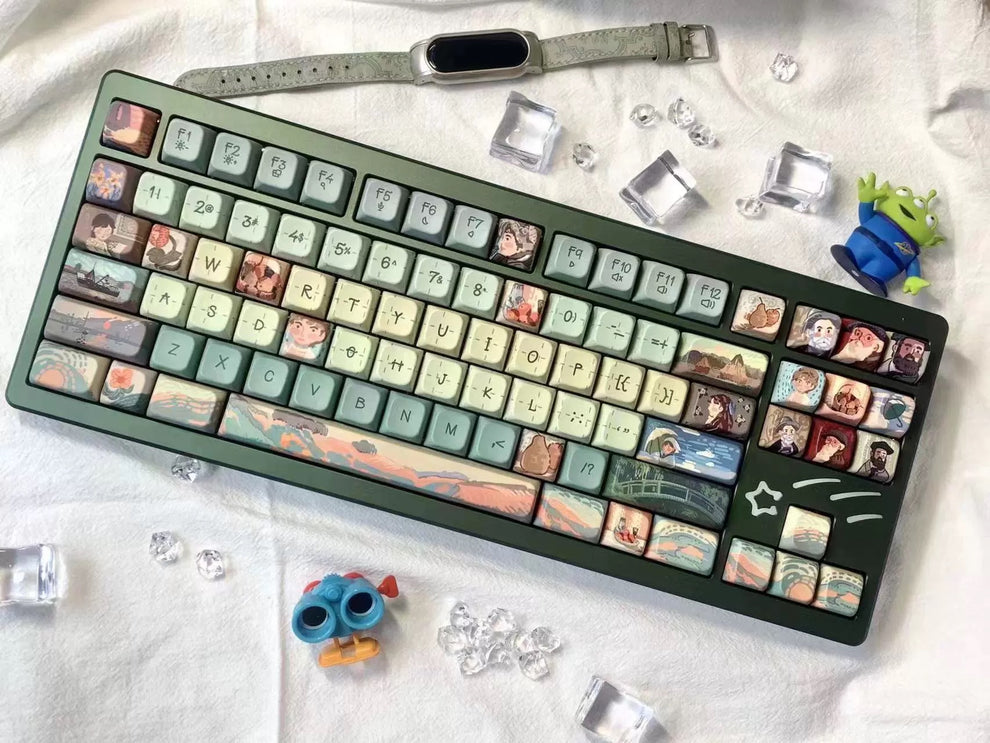 058 Green Fancce Impressionist Oil Painting Keycaps – STRAWBERRYJAM1986