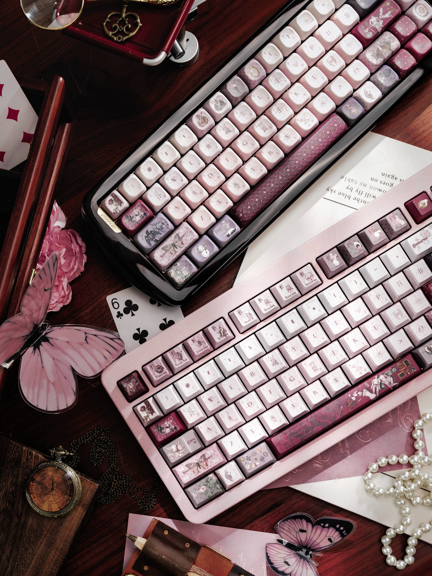 #0249 The Moth's Dream Keycaps Rose Red Grey Cherry /foa Profile (not – STRAWBERRYJAM1986