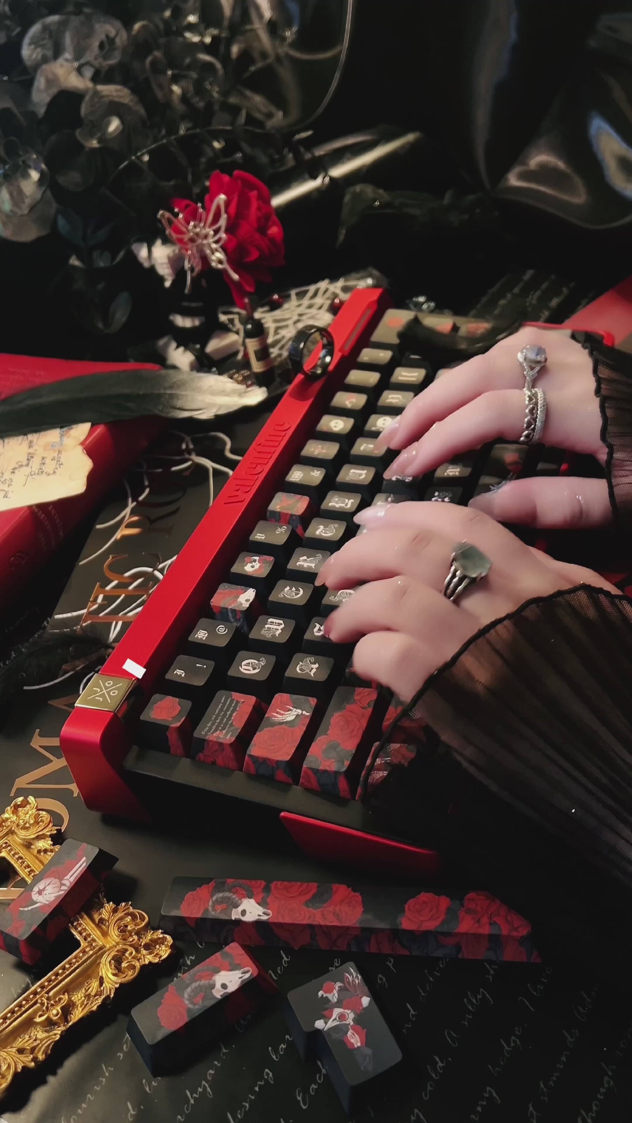 102 {preorder} Gothic Rose Black Red Skeleton Aria Withered Bones Key ...